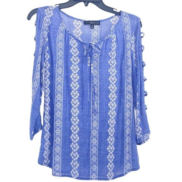 Fred David | Tops | Fred David Sheer Blue Top | Poshmark